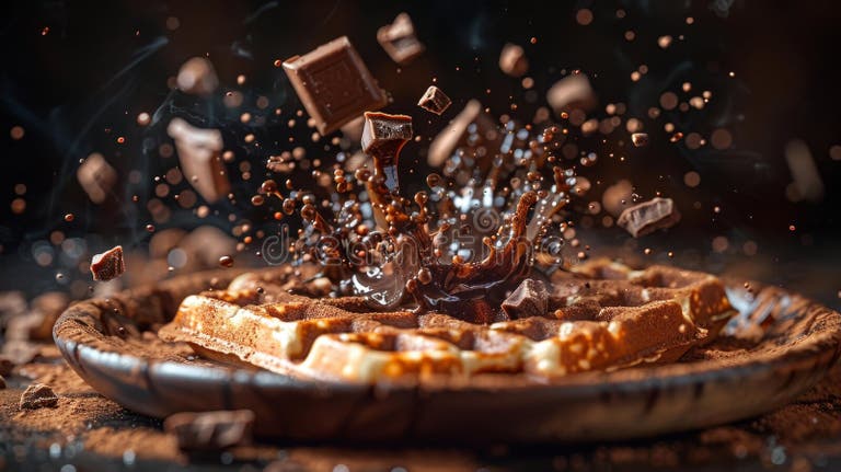 Dynamic Chocolate Explosion with Waffle - Generative Ai Stock ...