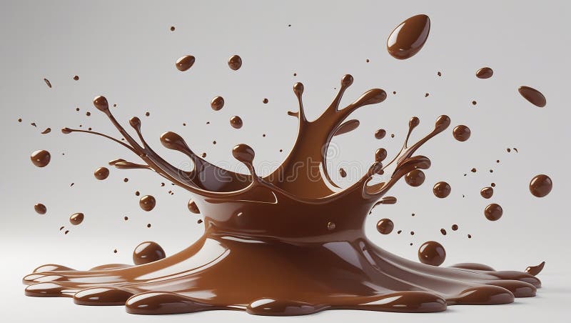 Dynamic Chocolate Splash with Droplets and Smooth Ripples Against a ...