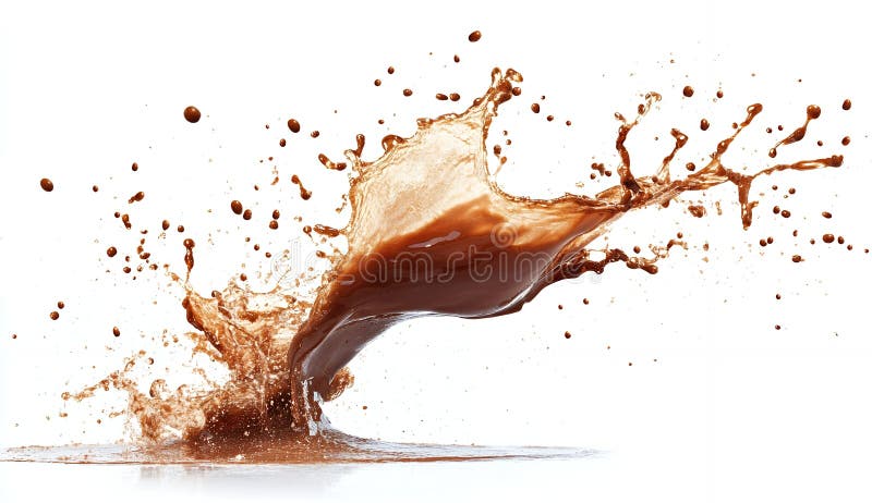 Dynamic Chocolate Splash Isolated on White Background Delicious Brown ...