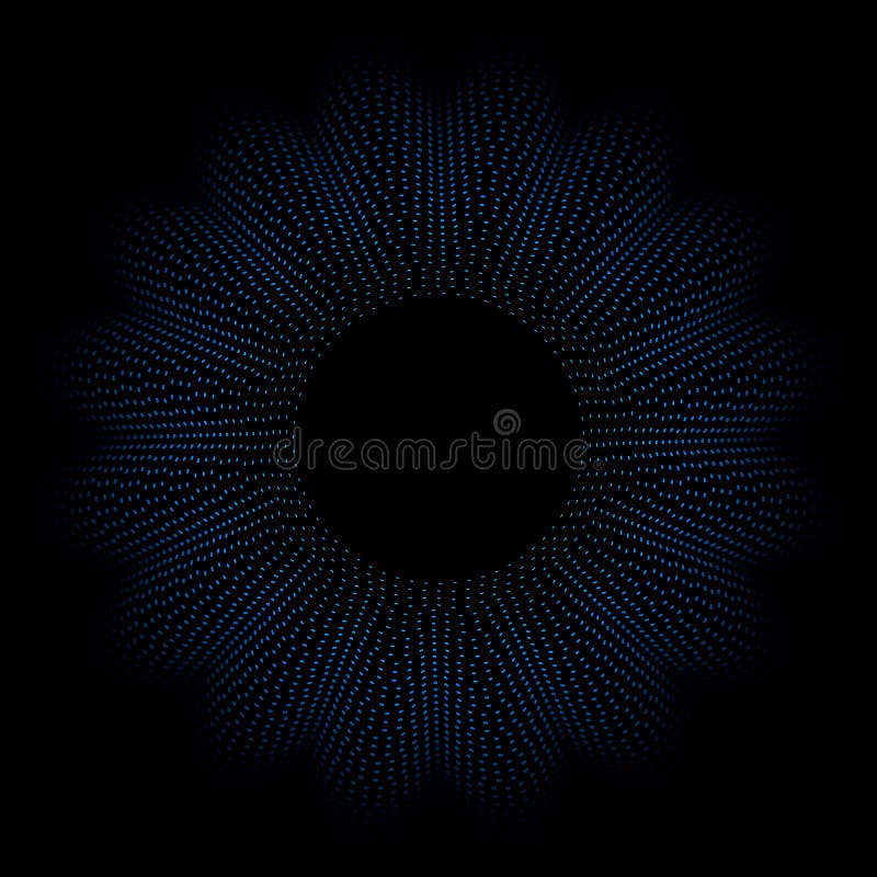 Dynamic Circle Shape Particles Blue Color on Black Background Stock ...