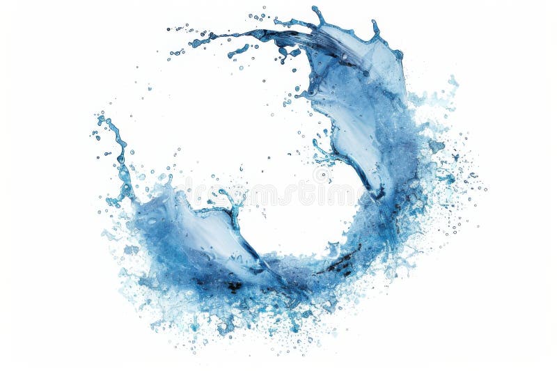 Dynamic Circular Splash of Blue Water in Mid-air, Symbolizing Purity ...