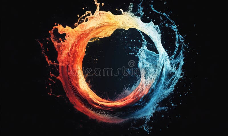 Dynamic Circular Splash of Red and Blue Water Creating Vibrant Visual ...