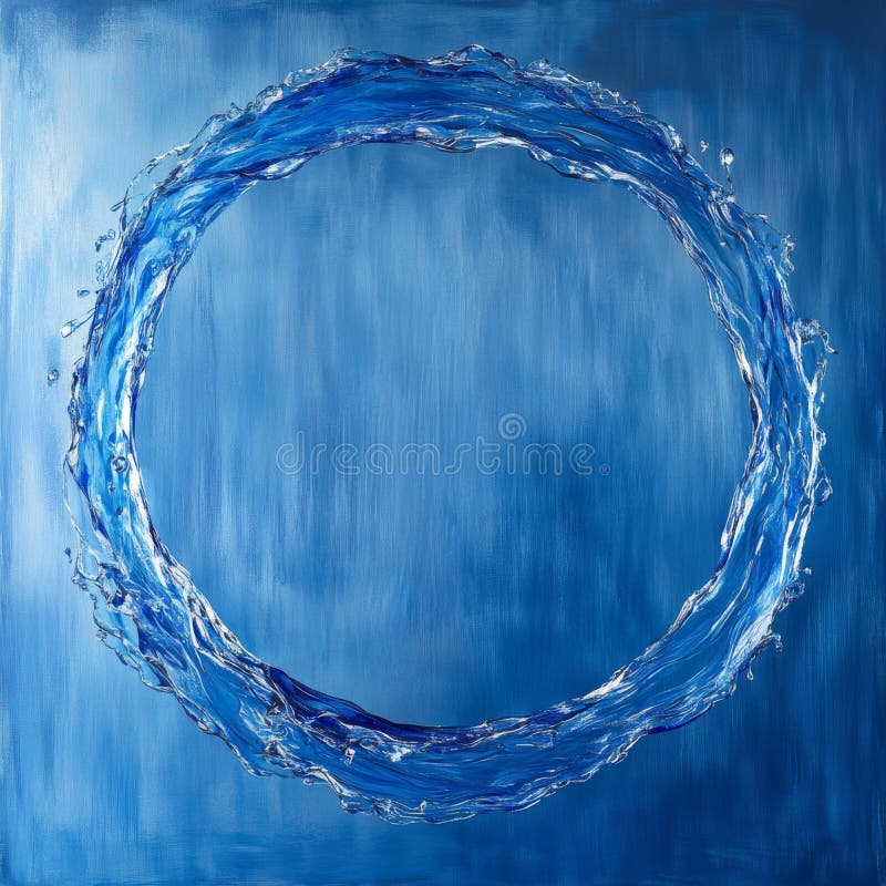 Dynamic Circular Water Splash on Gradient Blue Background Stock Photo ...