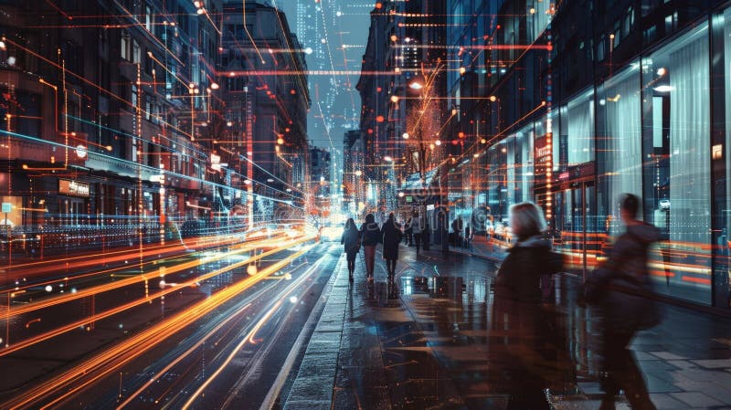 Dynamic City Street in Motion Blur, Fast Moving Cars, Urban Life Rush ...