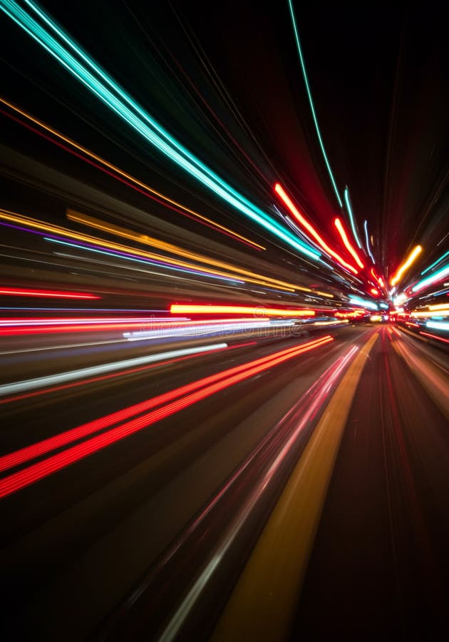 Dynamic City Light Trails at Night Stock Illustration - Illustration of ...