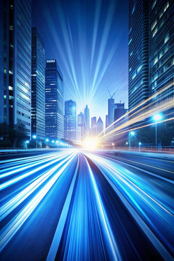 Dynamic City Road with Car Light Trails for Speed and Motion Design ...