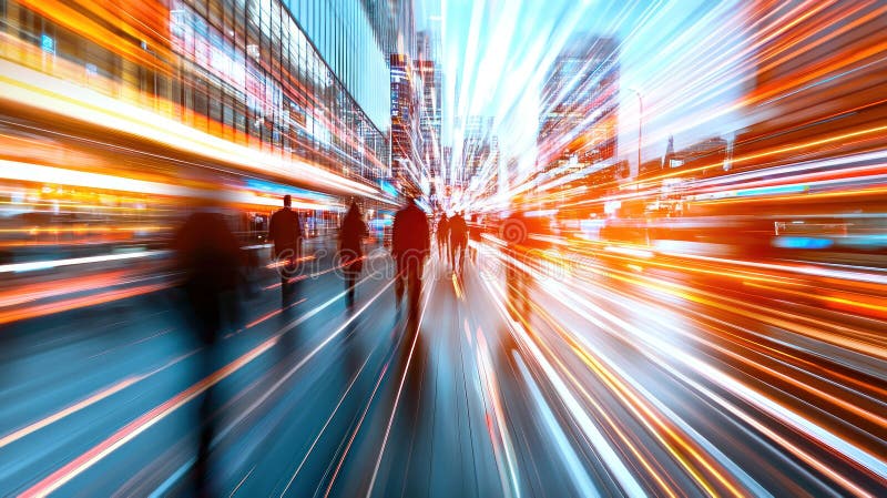 Dynamic City Street in Motion Blur, Fast Moving Cars, Urban Life Rush ...