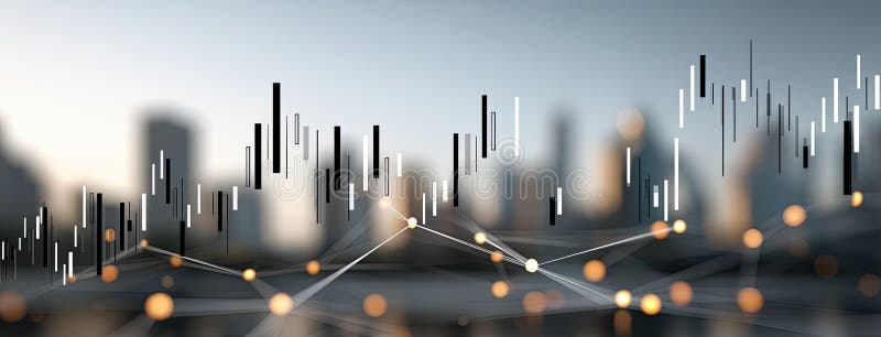 Dynamic City Skyline Features Digital Waves and Upward Arrows ...