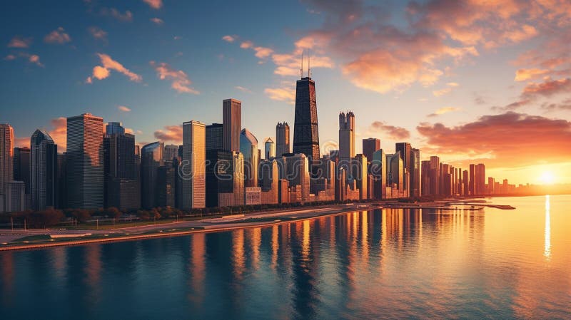 Dynamic Cityscape: Chicago Skyline Stock Illustration - Illustration of ...