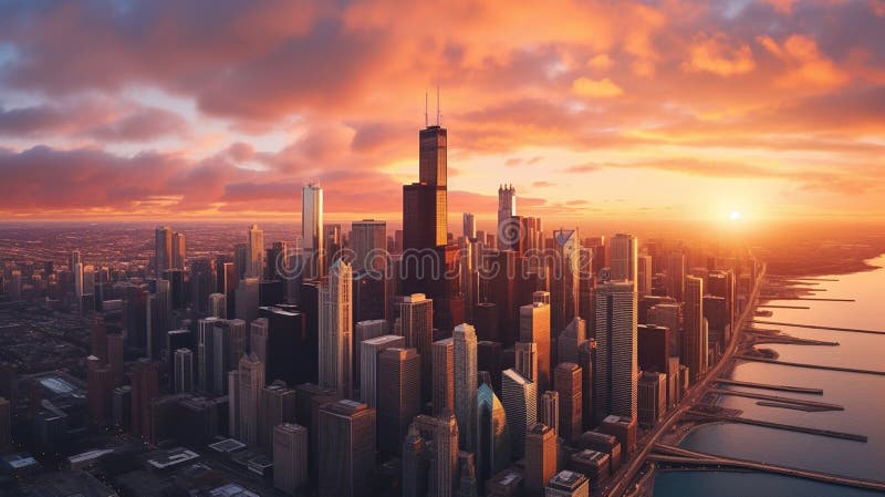 Dynamic Cityscape: Chicago Skyline Stock Illustration - Illustration of ...