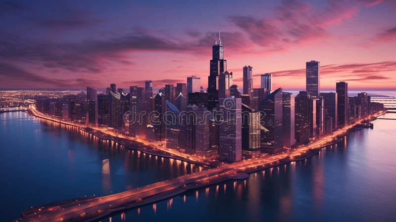 Dynamic Cityscape: Chicago Skyline Stock Illustration - Illustration of ...