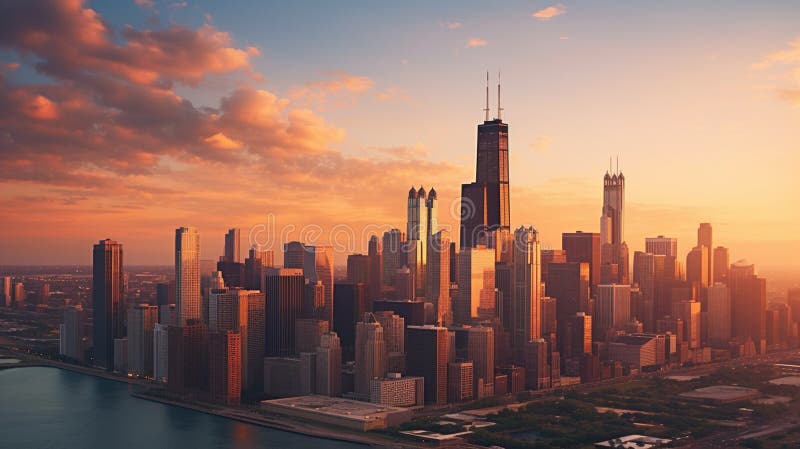 Dynamic Cityscape: Chicago Skyline Stock Illustration - Illustration of ...