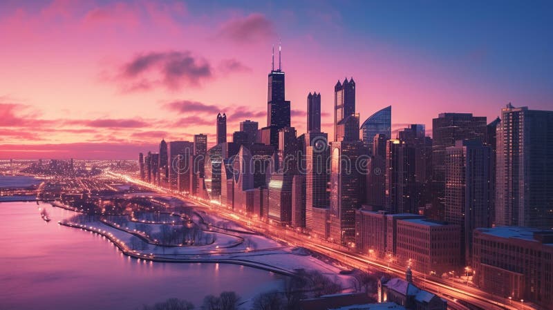 Dynamic Cityscape: Chicago Skyline Stock Illustration - Illustration of ...