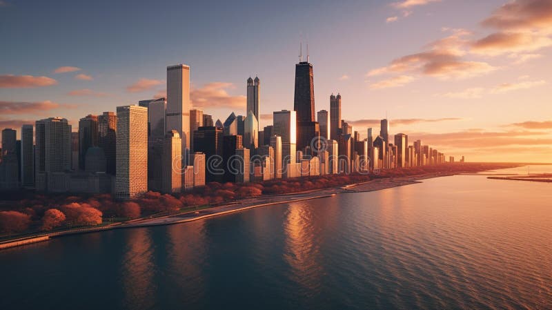 Dynamic Cityscape: Chicago Skyline Stock Illustration - Illustration of ...