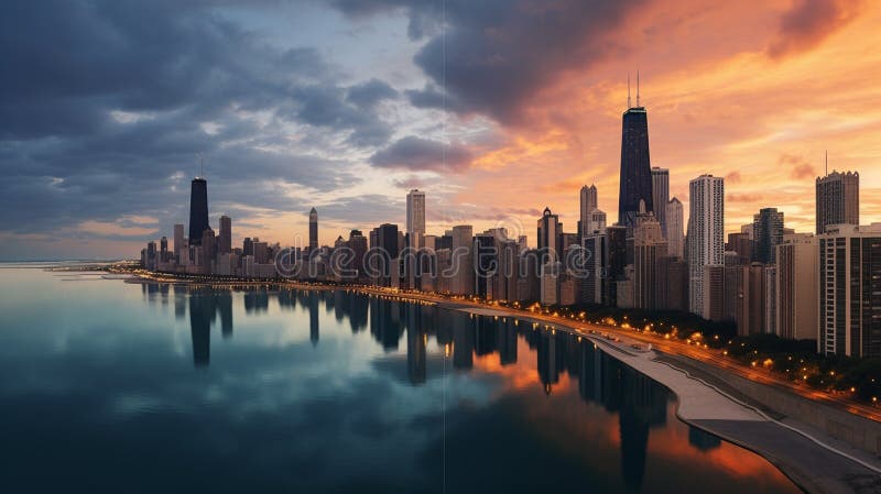 Dynamic Cityscape: Chicago Skyline Stock Illustration - Illustration of ...