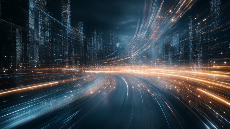 Dynamic Cityscape with Light Trails. Captures the Essence of Movement ...