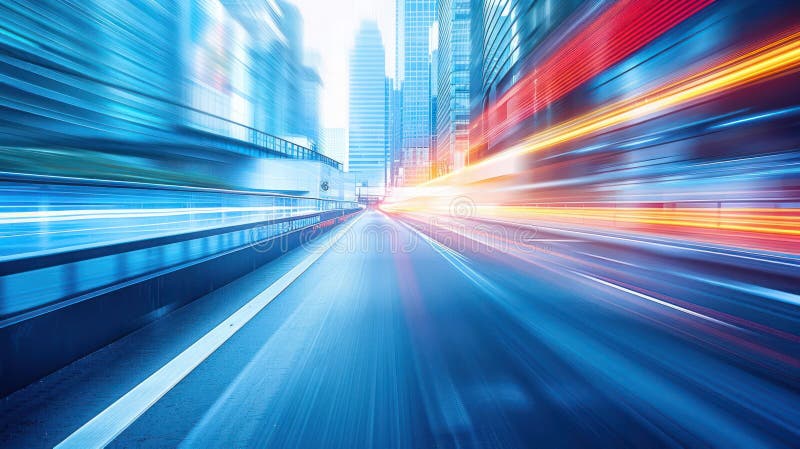 A Dynamic Cityscape with Motion Blur, Showcasing Urban Speed and Energy ...