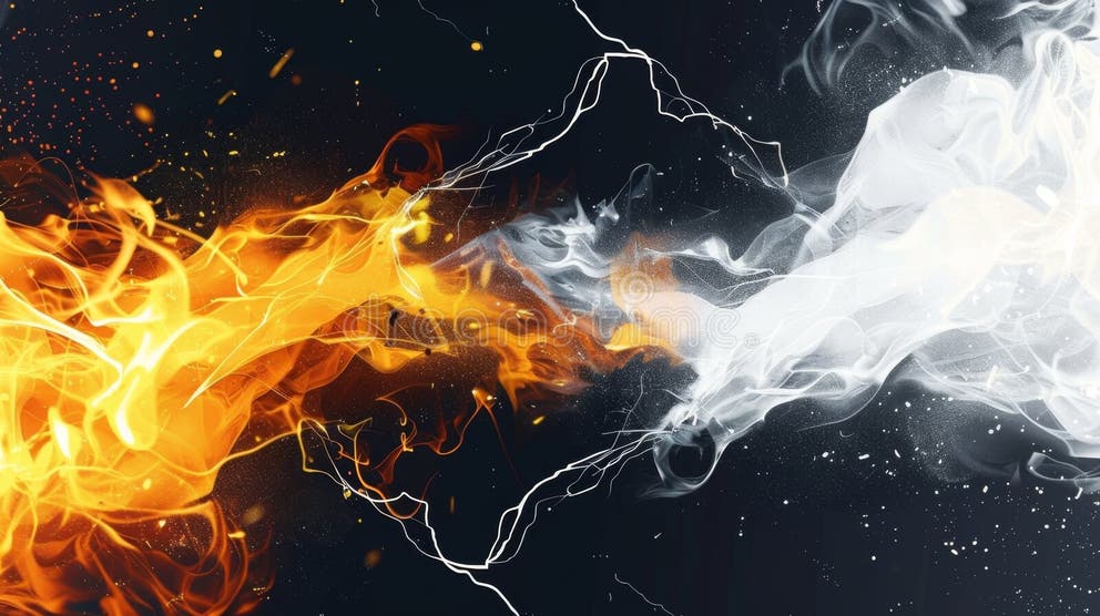 Dynamic Clash of Elements: Fire and Ice - Generative AI Stock Image ...