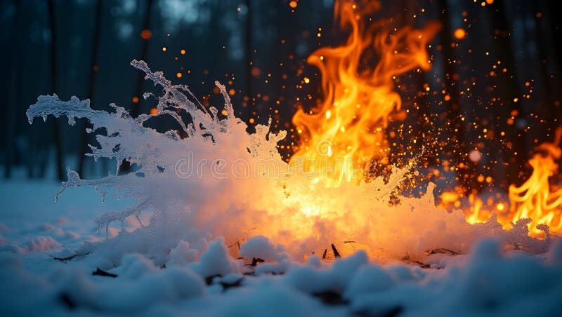 A Dynamic Clash of Fire and Ice, with Sparks and Frost Meeting in the ...