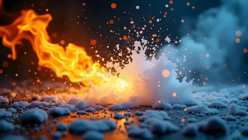 A Dynamic Clash of Fire and Ice, with Sparks and Frost Meeting in the ...