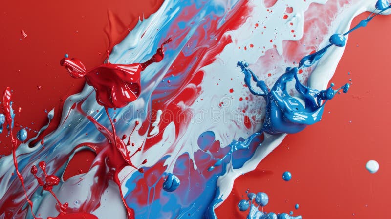 Dynamic Clash of Red and Blue Paint Splashes Stock Image - Image of ...