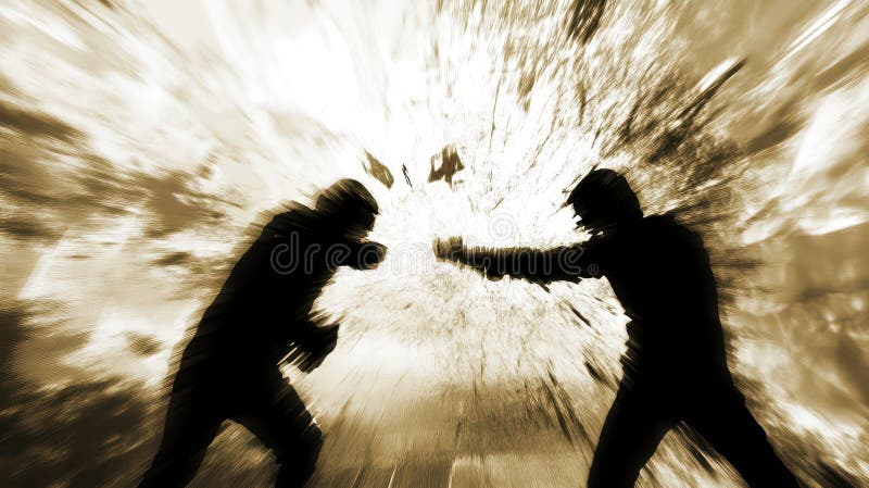 Dynamic Clash between Two Figures Stock Photo - Image of fighting ...