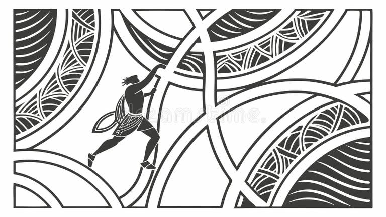 Dynamic Climbing Figure with Abstract Patterns, Movement and Strength ...