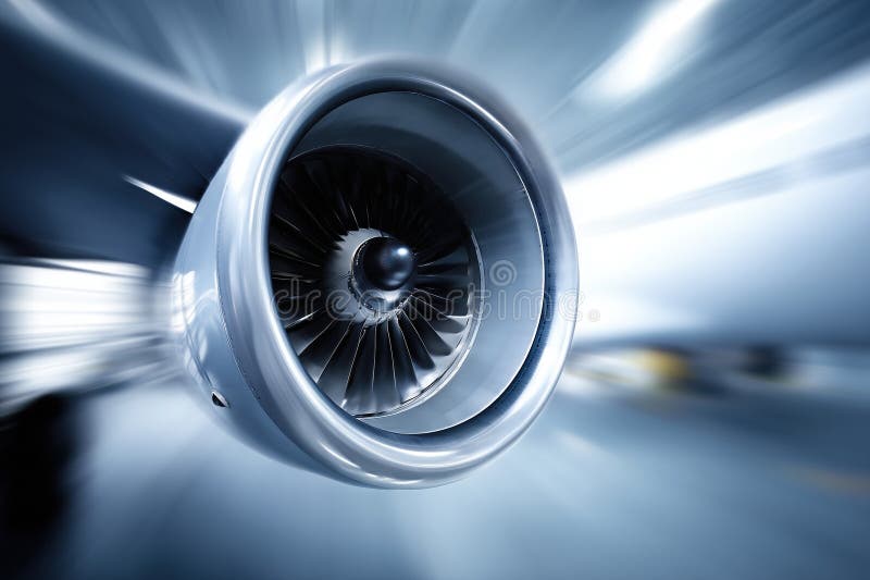 Jet Engine Closeup. Aircraft Turbine in Motion with Blurred Background ...
