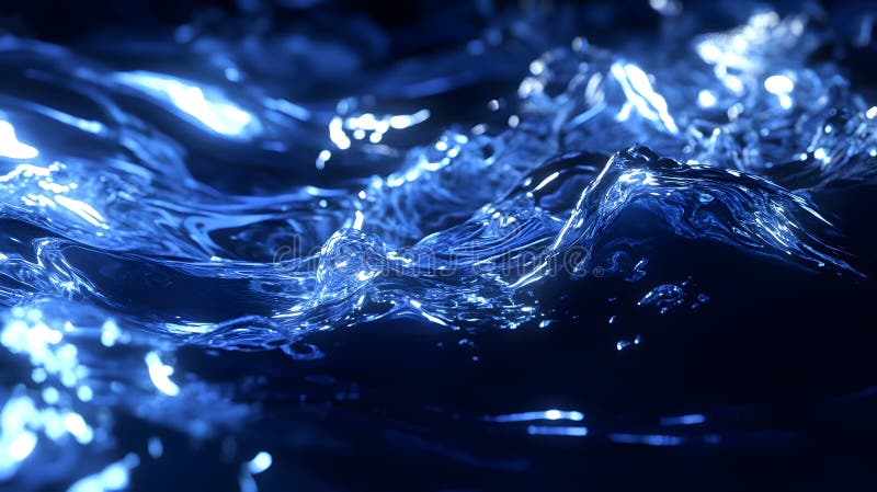 Dynamic Close-up of Blue Water Surface, Natural Fluidity Captured Stock ...