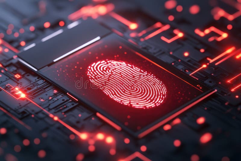 A Dynamic Close Up of Digital Fingerprint Scanner Showcasing Intricate ...