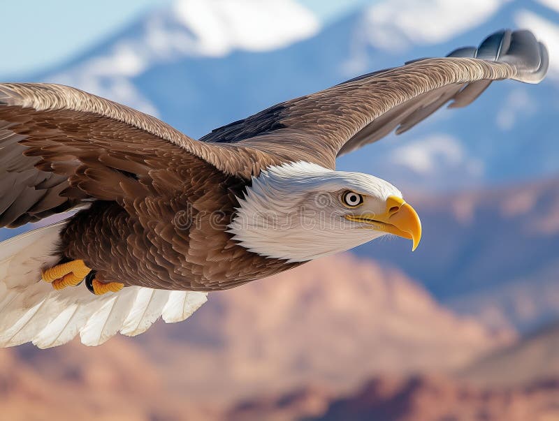 Dynamic Close-Up of Flying Raptor Stock Illustration - Illustration of ...