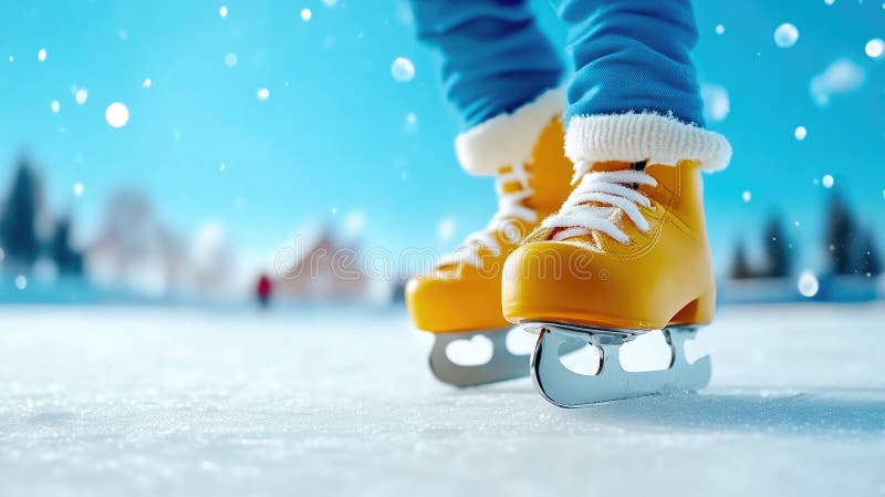 Dynamic Close-Up of Ice Skating. Stock Illustration - Illustration of ...