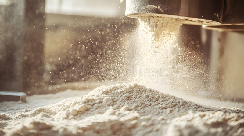 Pouring Flour with Dust Particles and Light Stock Illustration ...