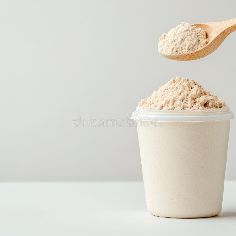 Dynamic Close-Up of Plant-Based Protein Powder on Table Stock ...