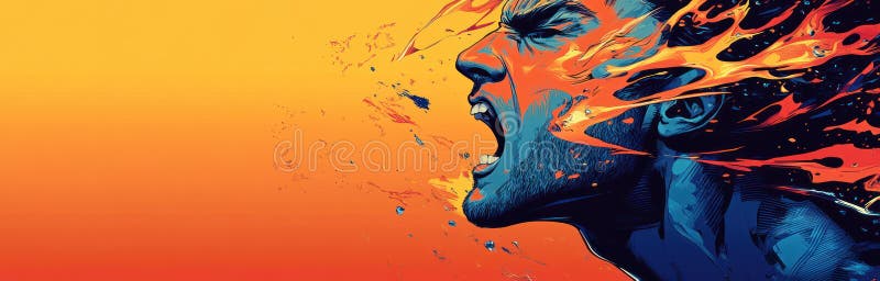 Dynamic Closeup of Heroic Protagonist in Vibrant Colors Battling ...