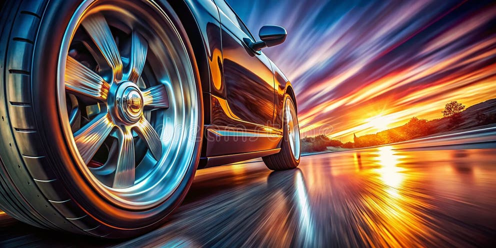 Dynamic CloseUp of Racing Car Wheels in Motion a Photography ...