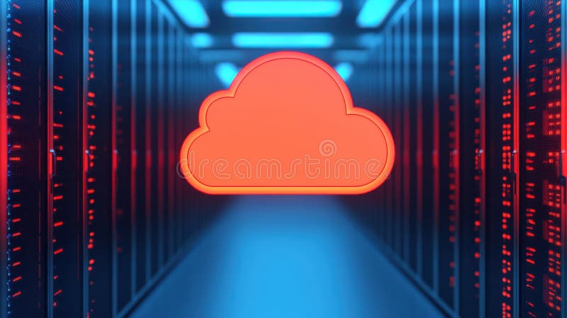 Dynamic Cloud Computing in a Futuristic Server Room Stock Illustration ...