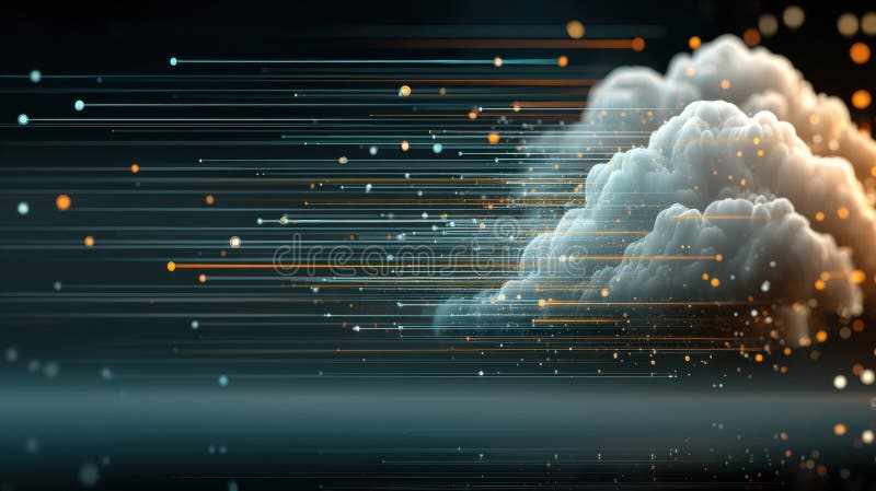 Dynamic Cloud Computing Icon with Particles and Abstract Clouds ...