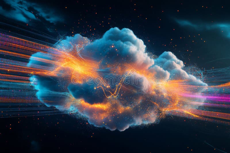 Dynamic Cloud Data Transfer Visualization Stock Illustration ...