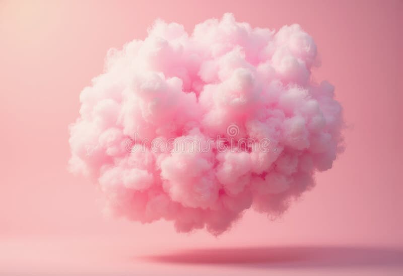 A Dynamic Cloud of Fluffy Pink Cotton Candy Floating Against a Soft ...