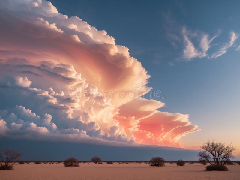 Dynamic Clouds Rolling Across a Vast Desert Landscape during a Dramatic ...