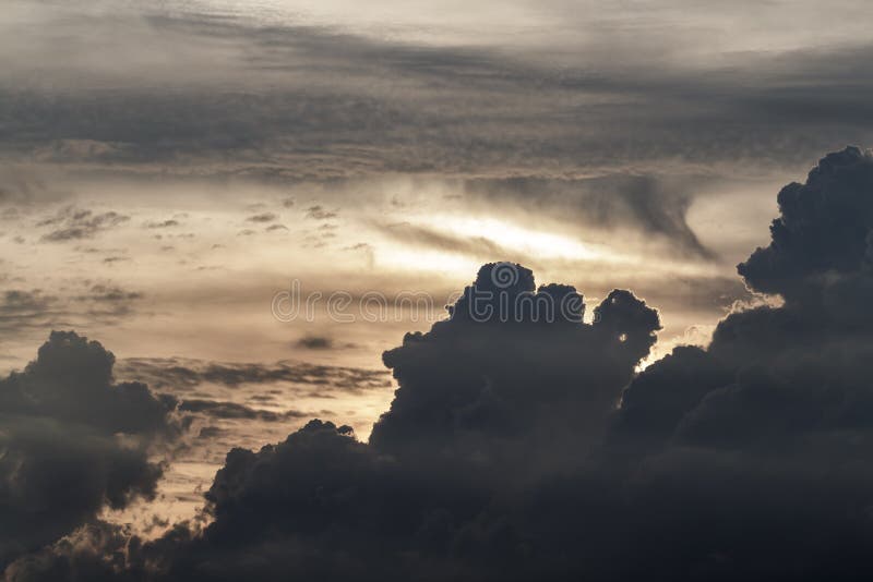 Dynamic clouds at sunset stock photo. Image of lighting - 195771226