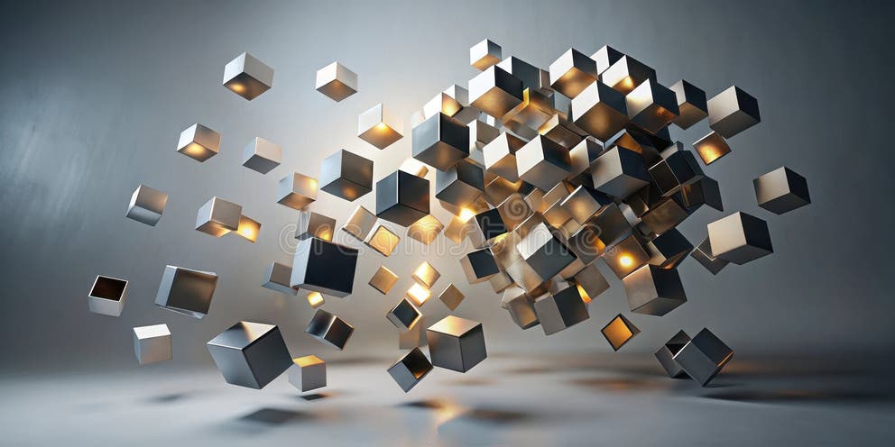 A Dynamic Cluster of Interconnected Metallic Cubes Illuminating a ...
