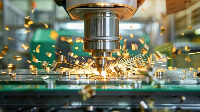 Dynamic Cnc Machine Drill Head in Action on Green Screen Precision and ...