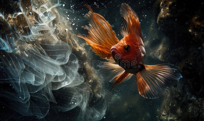 Dynamic Cockerel Fish in Habitat Stock Photo - Image of tank, fishbowl ...