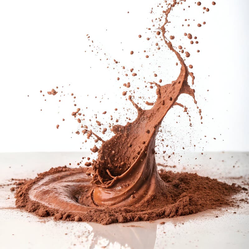 Dynamic Cocoa Powder Splash Isolated on White Background Stock ...