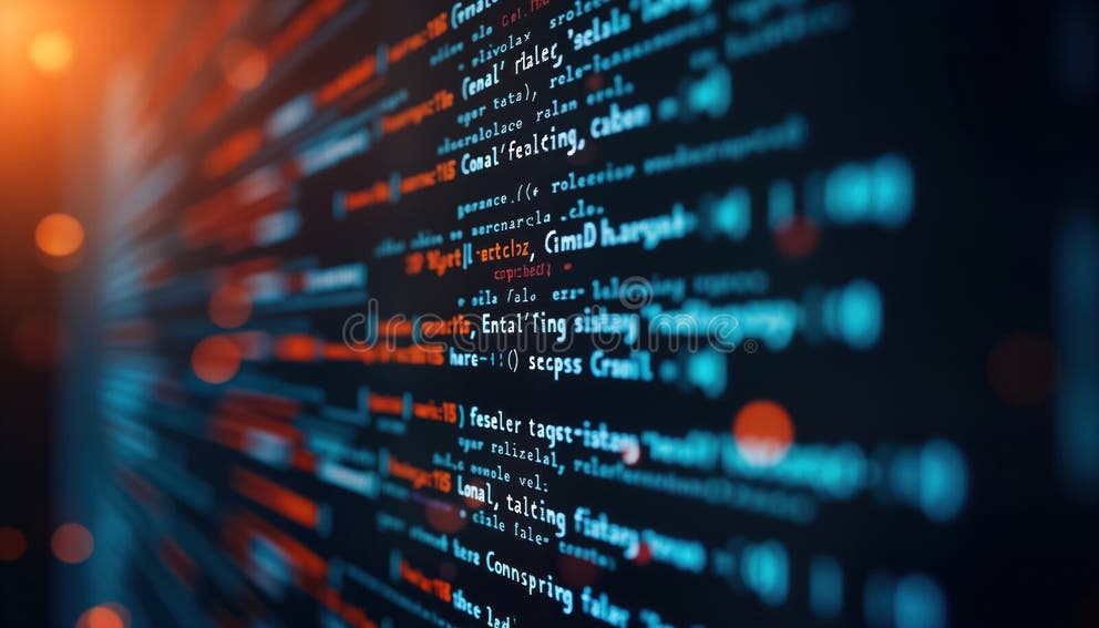 Dynamic Coding Display Shows Data Encryption Algorithms Secure Tech System Displays Code Stock