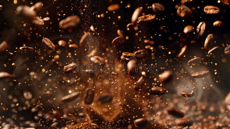 The Dynamic Coffee Bean Explosion.AI Generated Image Stock Image ...