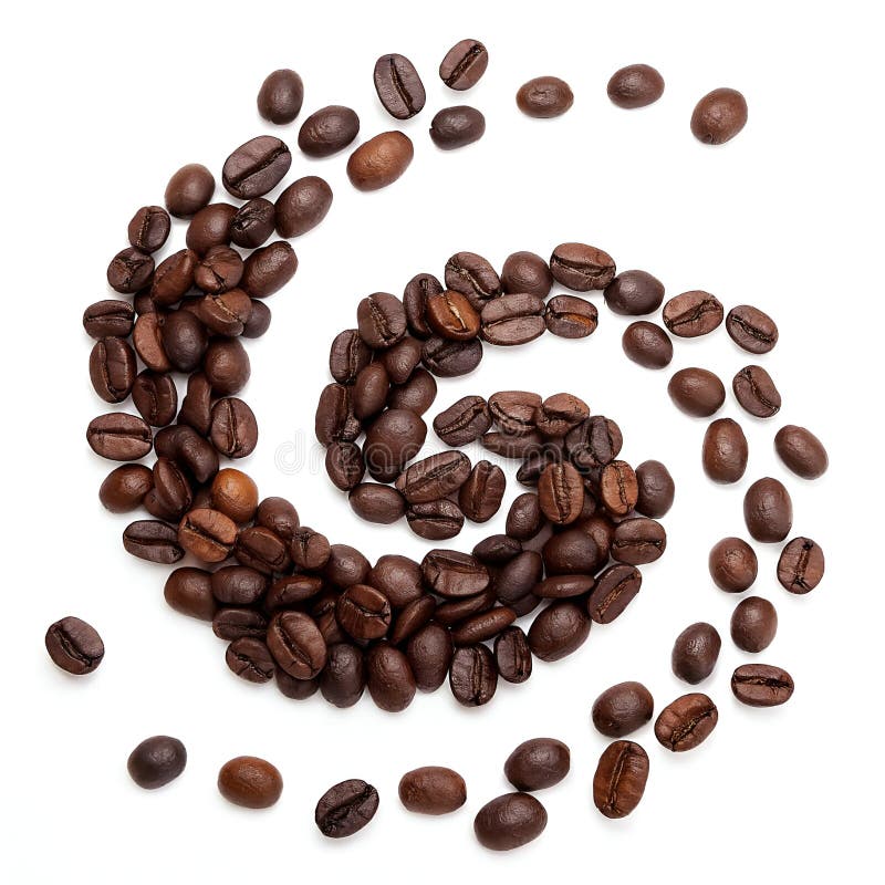 Dynamic Coffee Beans Swirl Isolated on White Background Stock ...