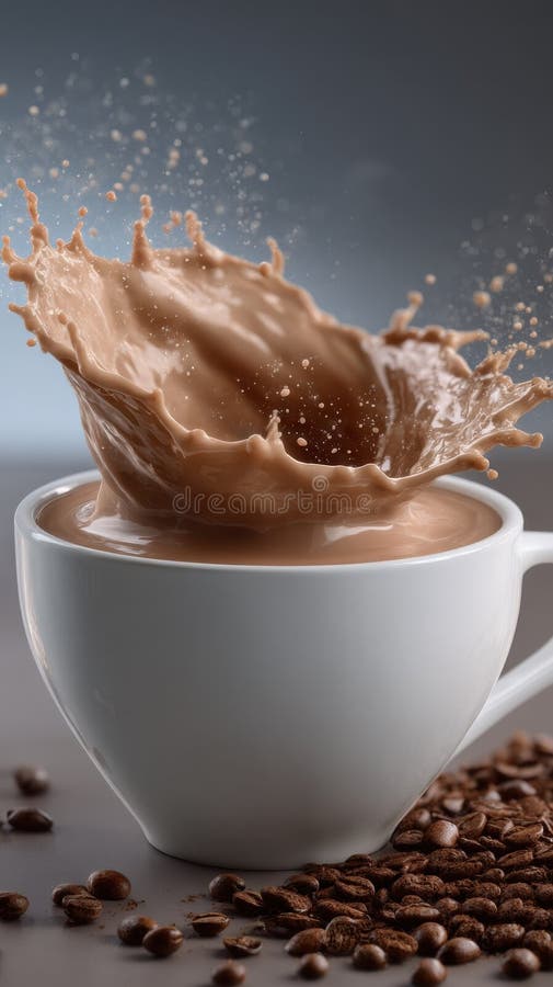 Dynamic Coffee Splash from Cup on Black Background Stock Photo - Image ...
